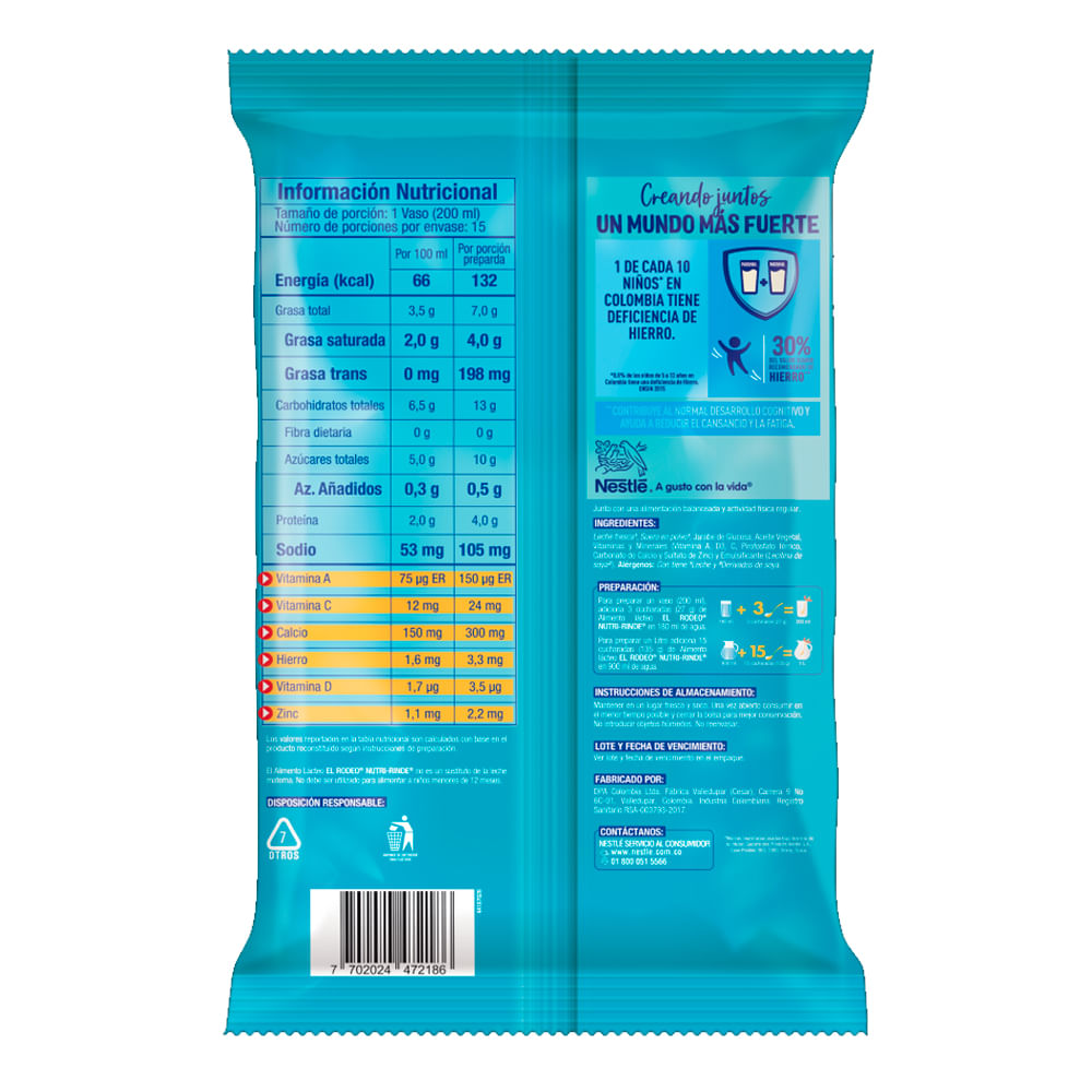 Alimento lácteo nutri rinde EL RODEO x405 g