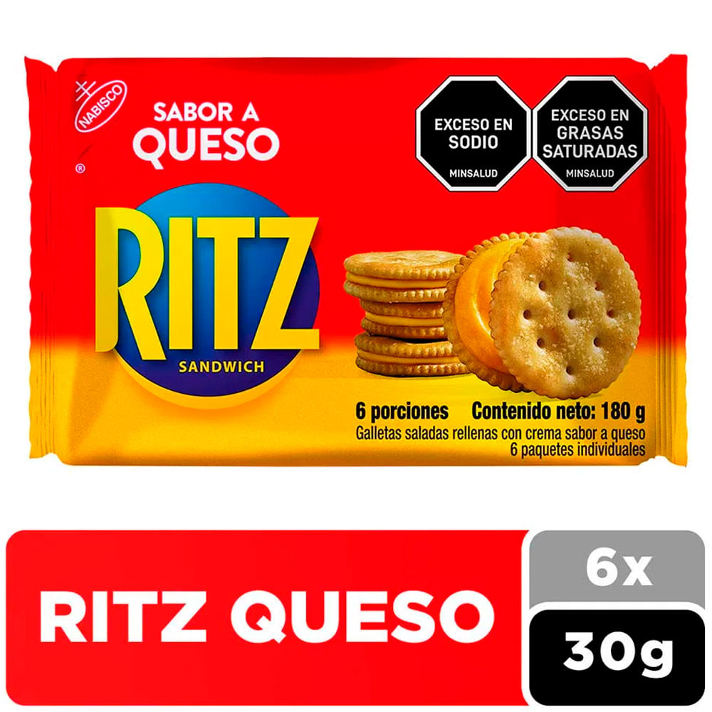Galletas RITZ queso 6 unds x30 g c/u