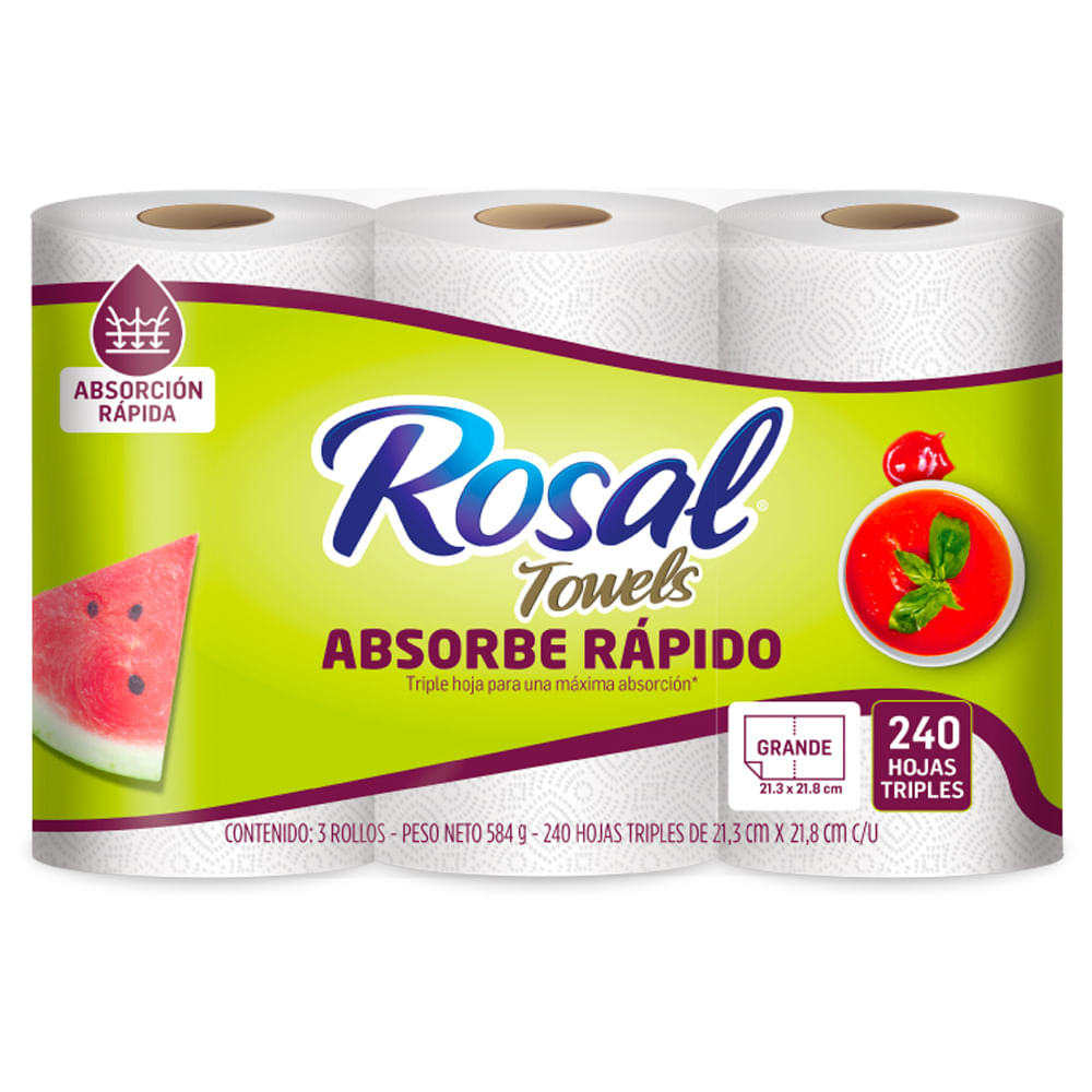 Toalla de cocina ROSAL PLUS 3 rollos x80 hojas c/u