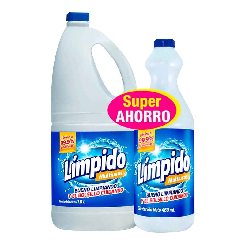 Blanqueador LIMPIDO regular x1800 ml +Limpido regular x460 ml precio ...