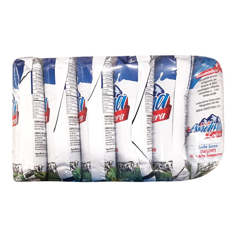 Leche ANDINA entera uht 6 unds x900 ml c/u