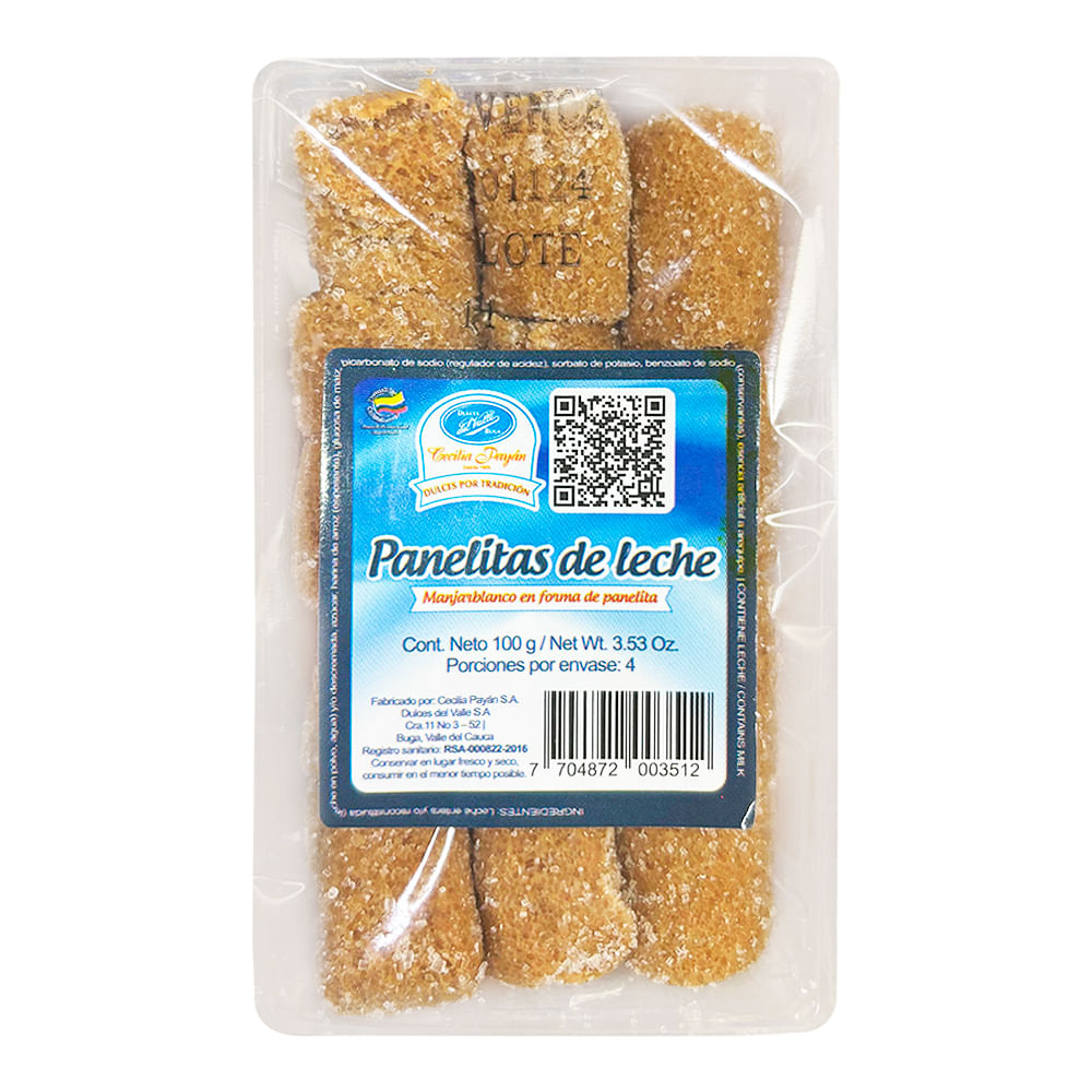 Panelitas DULCES DEL VALLE de leche x100 g